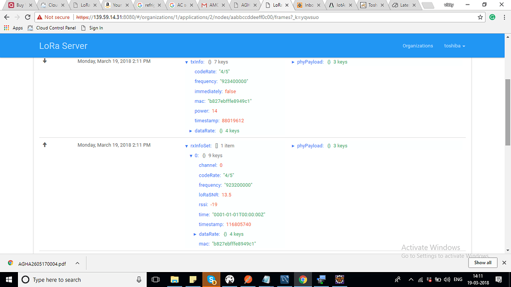 Lora Server App Uplink Downlink Logs Too Advance Chirpstack Application Server Chirpstack