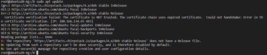 Certificate Verification Failed The Repository Does Not Have A Release File Setup And