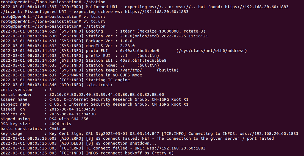 Port Failed Error When Connect To Chirpstack Server Using Basicstation Chirpstack Gateway