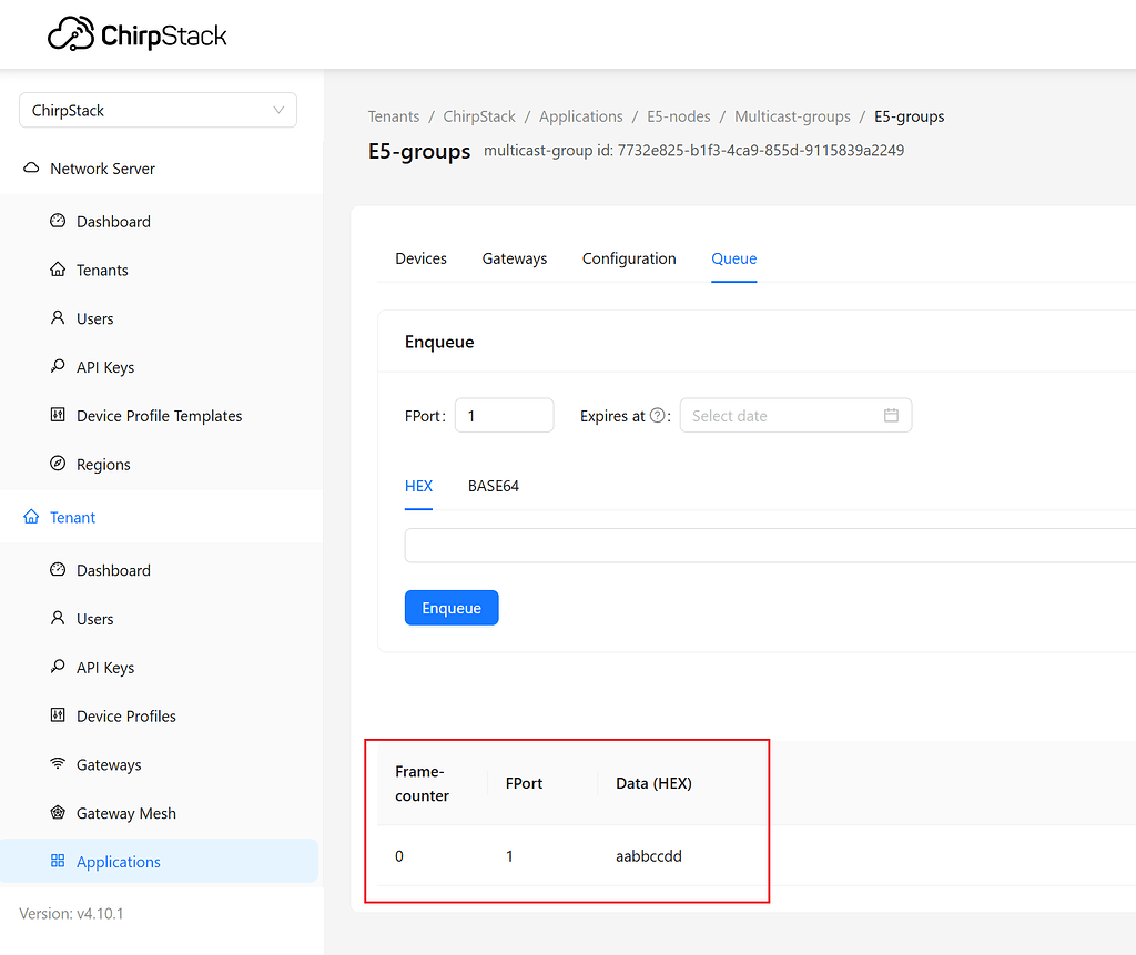 Multicast Queue Tab Missing Chirpstack Application Server