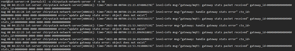 Msg Gateway Handle Gateway Stats Error In Chirpstack V3 Chirpstack Network Server