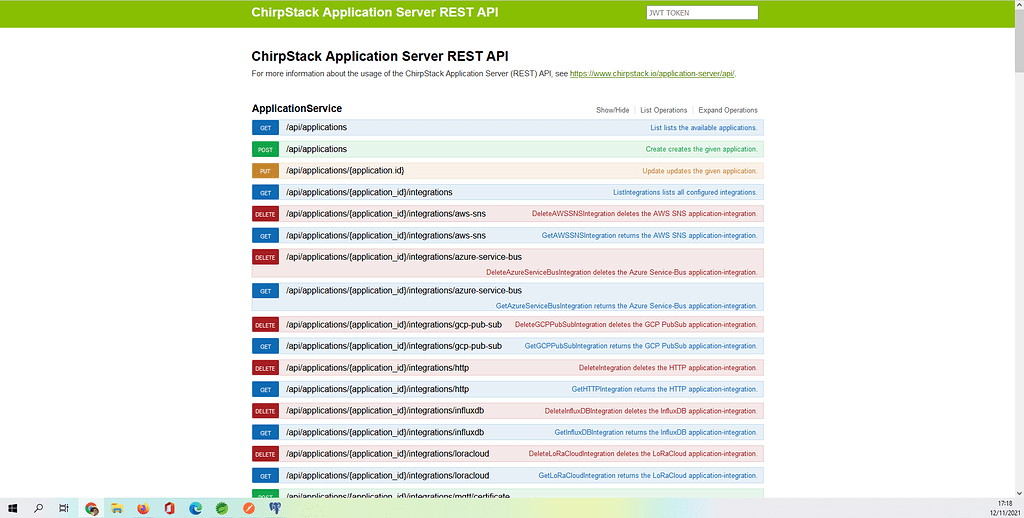 Creation Of An End Point In The Application Server Rest Api Chirpstack Application Server