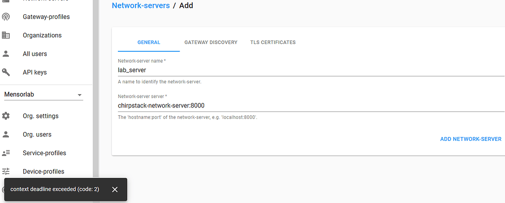 Chirpstack Network Server 8000 Context Deadline Exceeded Code 2 Chirpstack Application