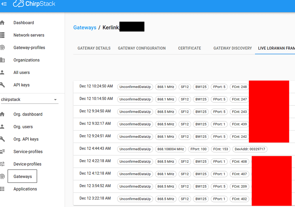 Packet seen on gateway Frames but not on device frame - ChirpStack Application Server ...