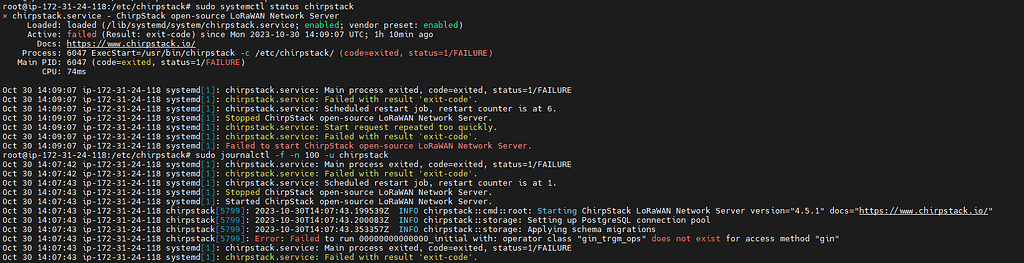 AWS - EC2 install problem with PostgreSQL - Setup and configuration - ChirpStack Community Forum