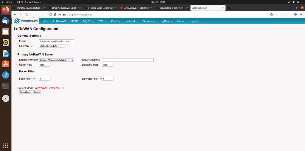 Dragino Gateway LG01-N with ChirpStack - ChirpStack Gateway Bridge - ChirpStack Community Forum