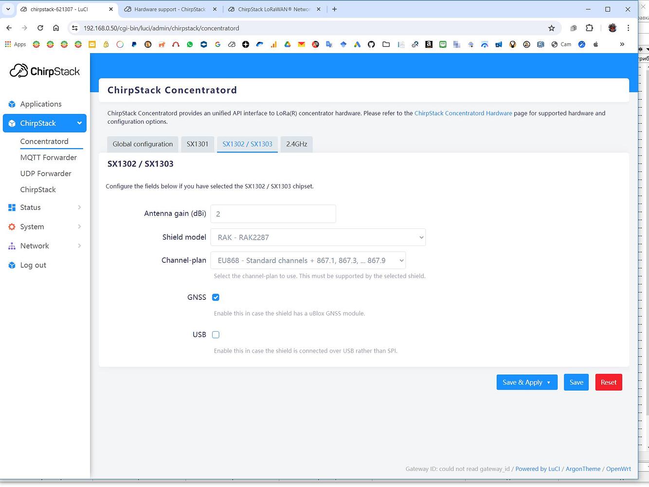 On Which Page Should I See Conformation Of Configuration Chirpstack Gateway Os Chirpstack