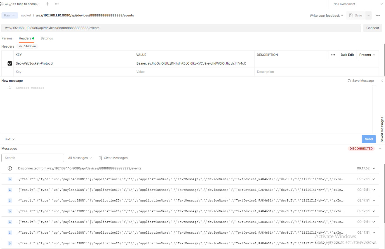Error in receiving data with web socket - Applications - ChirpStack Community Forum